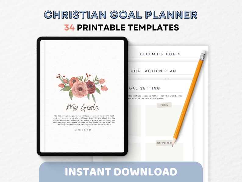 Christian Goals Planner Printable PDF, Faith Journal, Devotional Goals ...