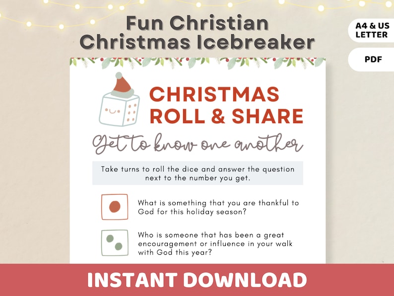 Christmas Christian Dice Roll & Share Game Printable | Church Get to ...
