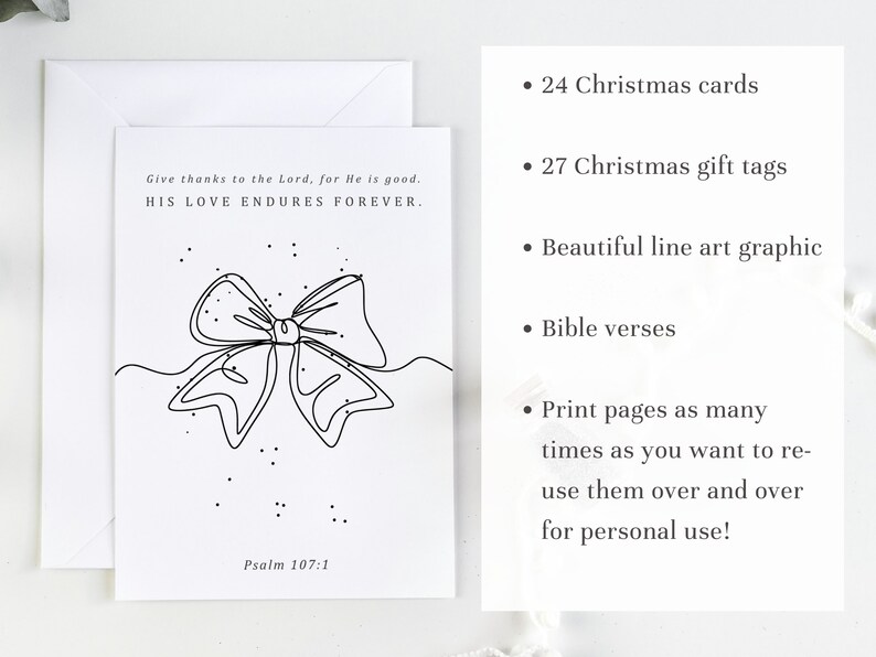 Christian Christmas Cards & Gift Tags Printable | Modern Line Art ...