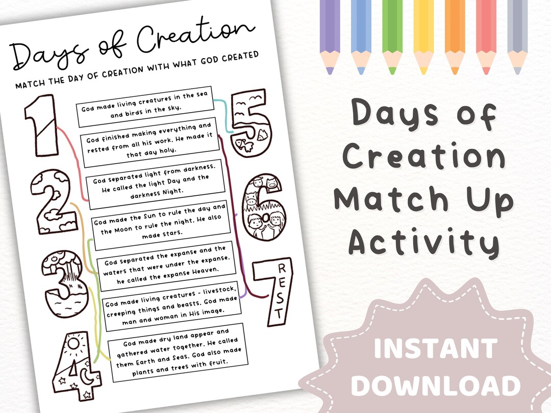 Days of Creation Match up Activity With Bible Verses - Etsy