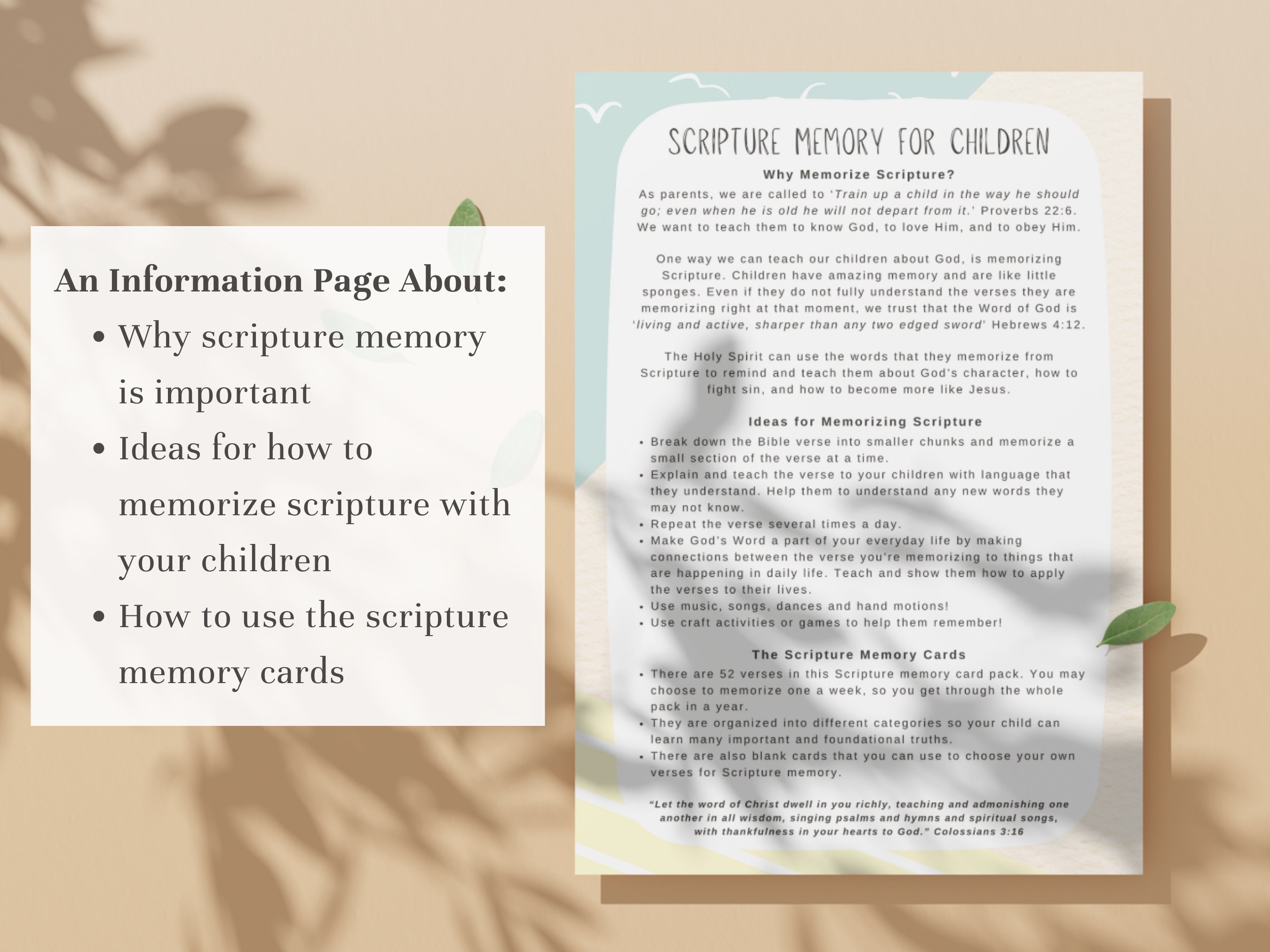 52 Children Scripture Cards Printable ESV | Kids Bible Verse Memory ...