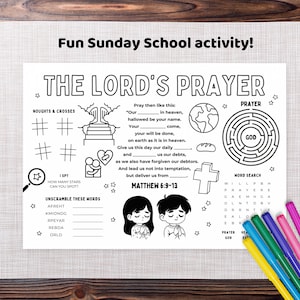Kids Lord's Prayer Activity Placemat Printable | Children Bible ...