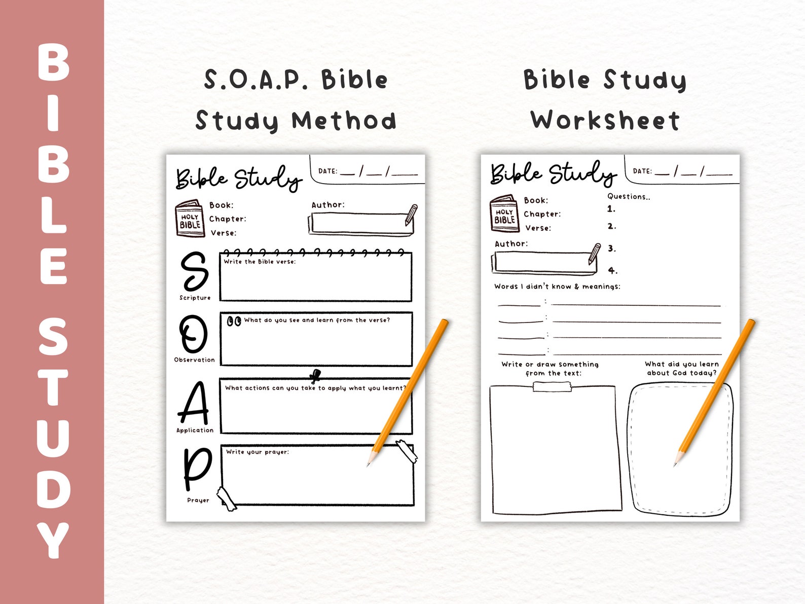 Christian Kids Printable Worksheets Children SOAP Bible Study Template ...