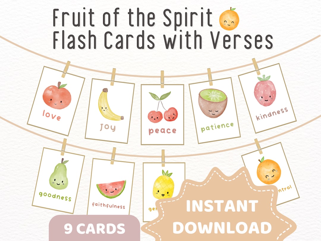 Fruit of the Spirit Flash Cards With Bible Verses | Sunday School ...
