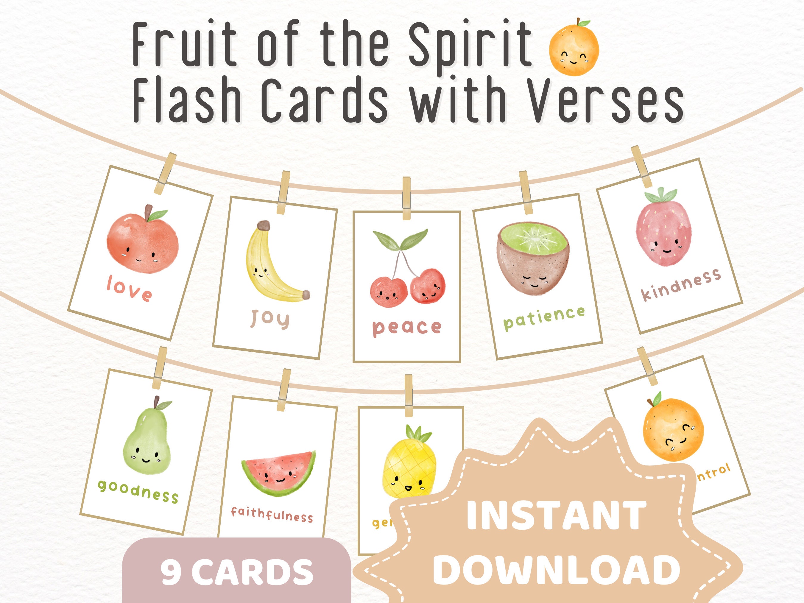 Fruit of the Spirit Flash Cards With Bible Verses | Sunday School ...