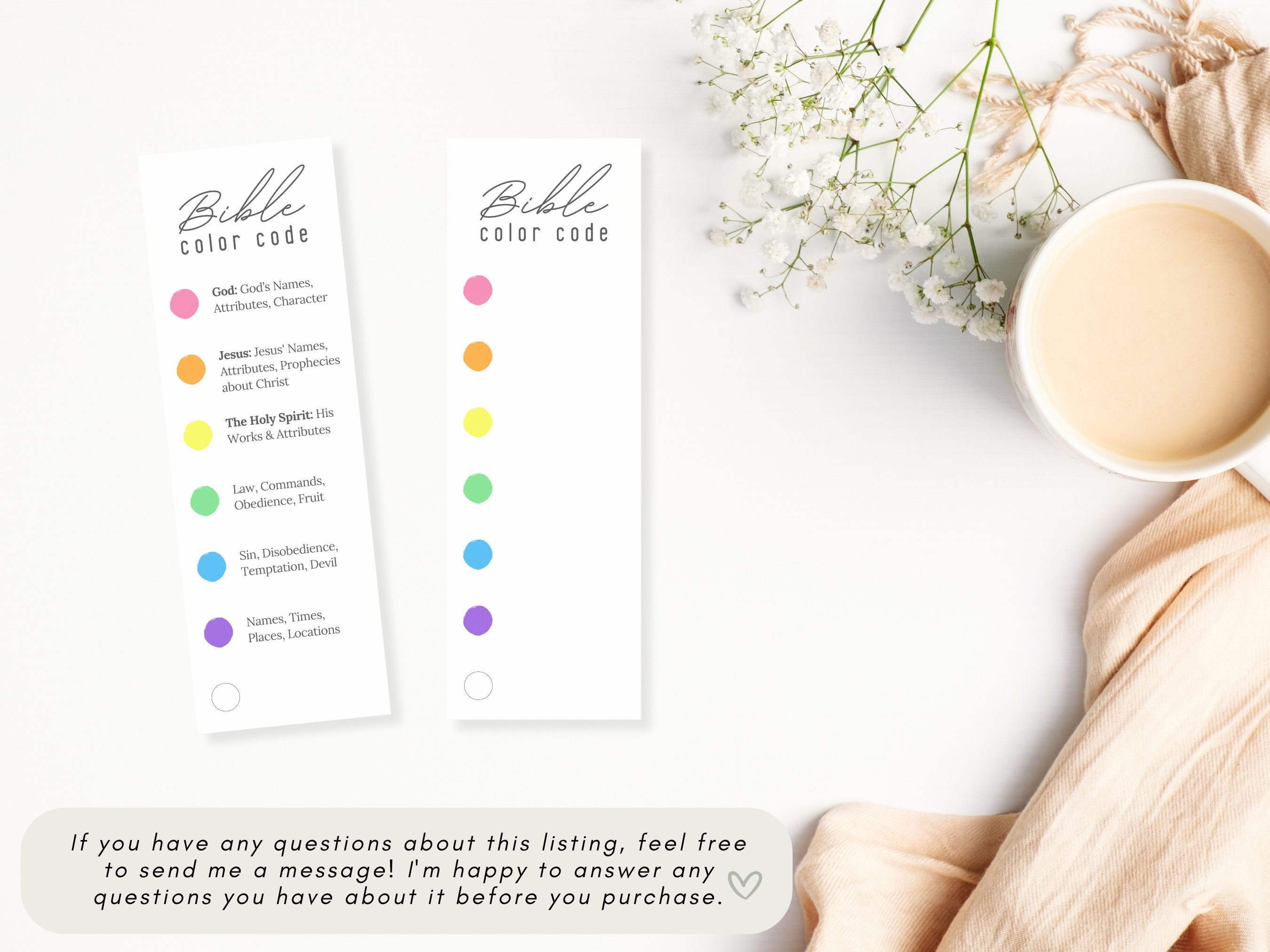 Bible Color Code Bookmarks | 5 Bible Study Highlighting Tool Bookmarks Printable PDF | Christian ...