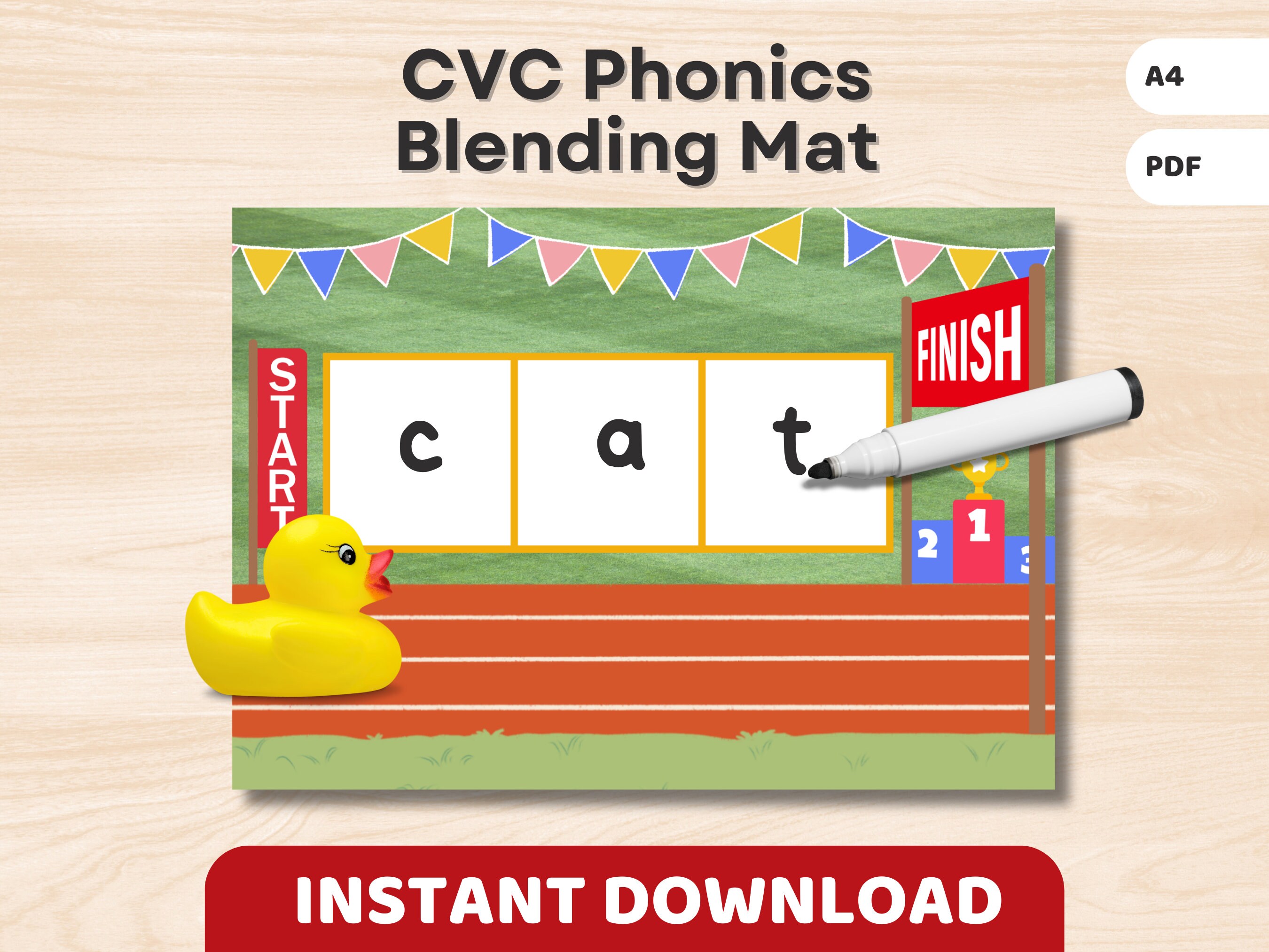 CVC Phonics Blending Mat Printable Segment & Blend Words, Phonics ...
