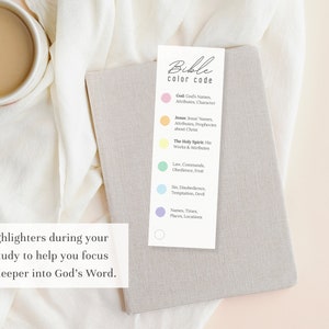 Bible Color Code Bookmarks | 5 Bible Study Highlighting Tool Bookmarks ...
