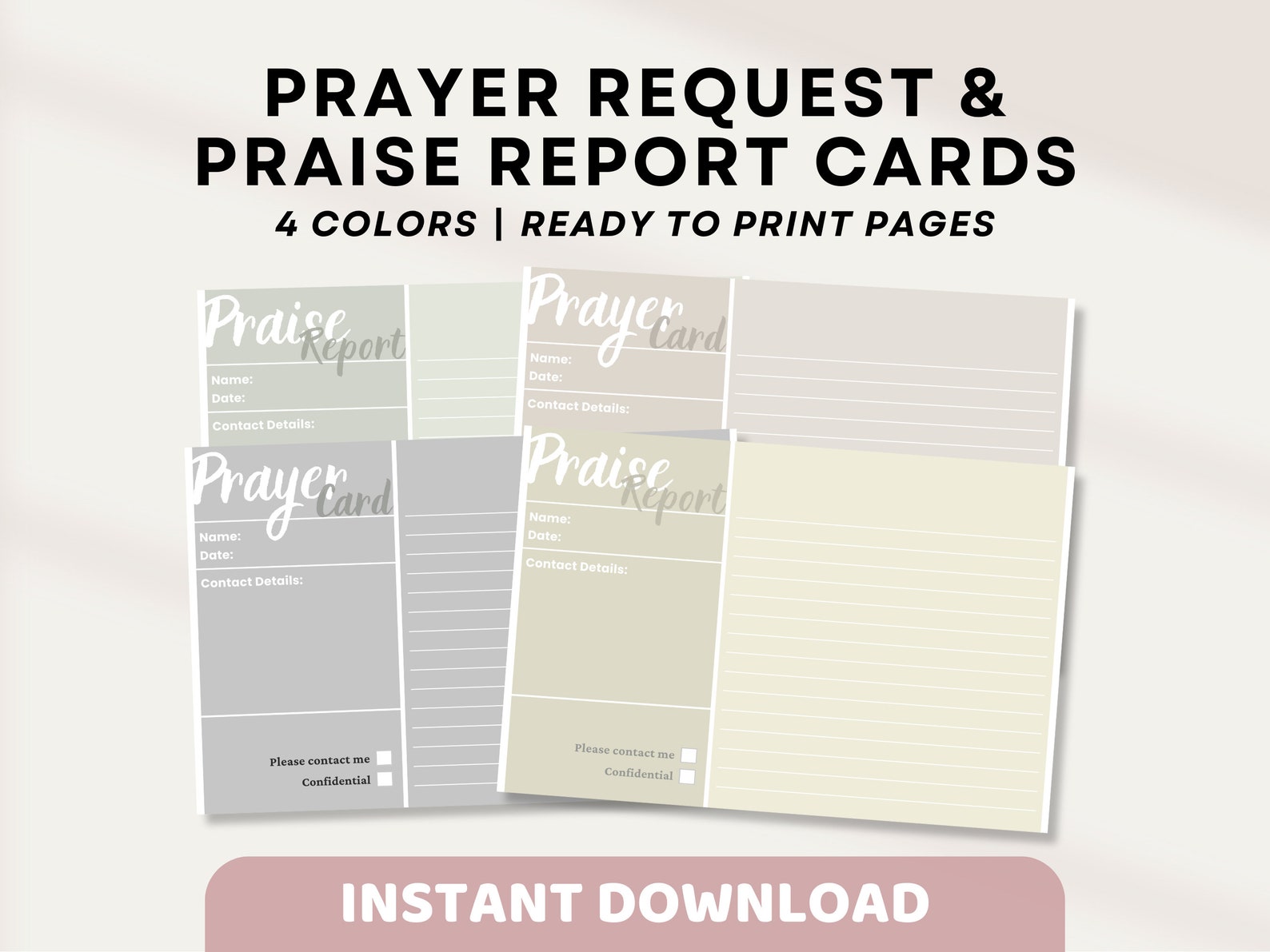 Prayer Request & Praise Report Card Printable Pdfs | Church Handouts ...