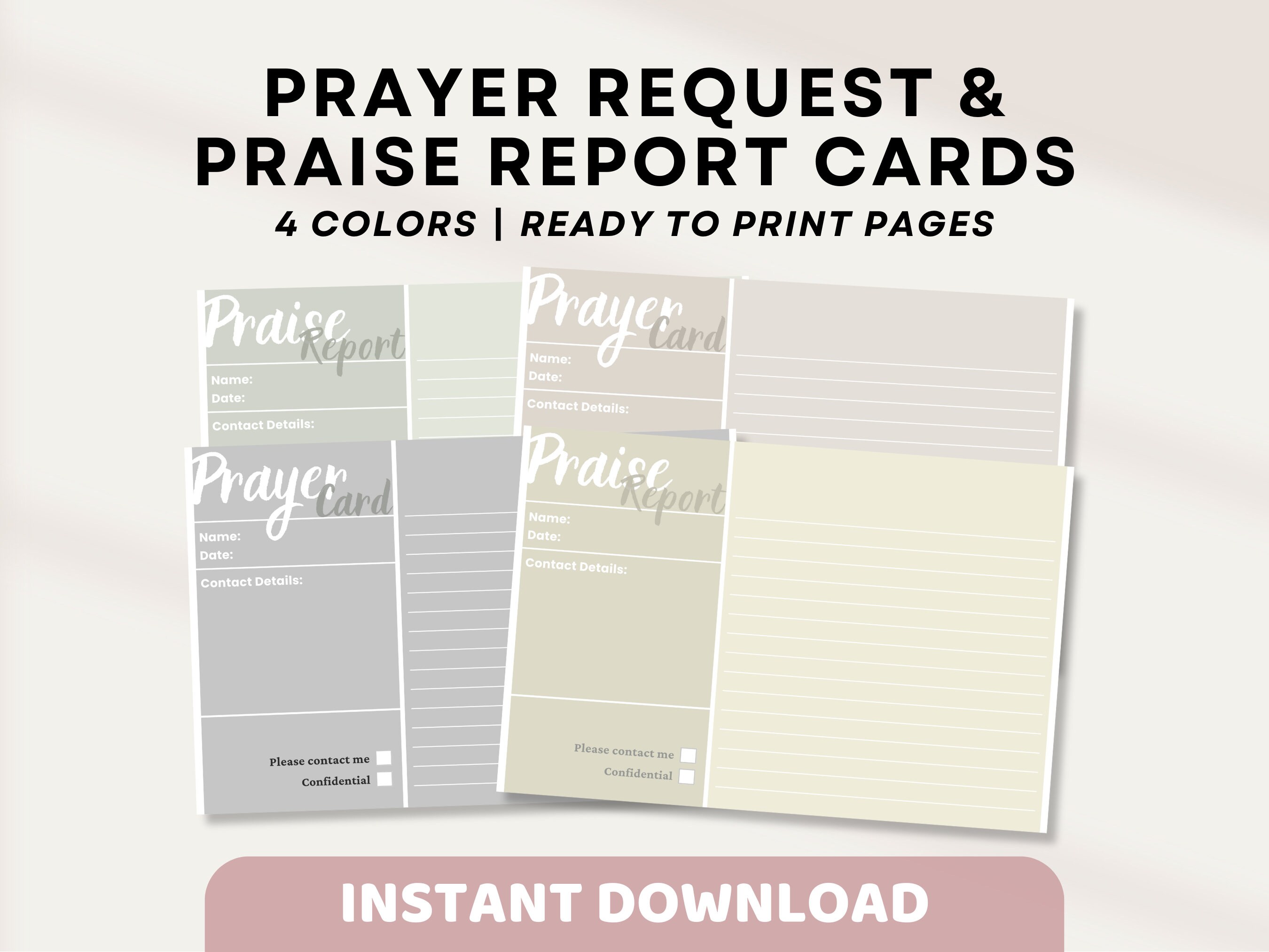 Prayer Request & Praise Report Card Printable Pdfs | Church Handouts ...