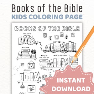 Books of the Bible Coloring Page Printable | Bookshelf Old New ...