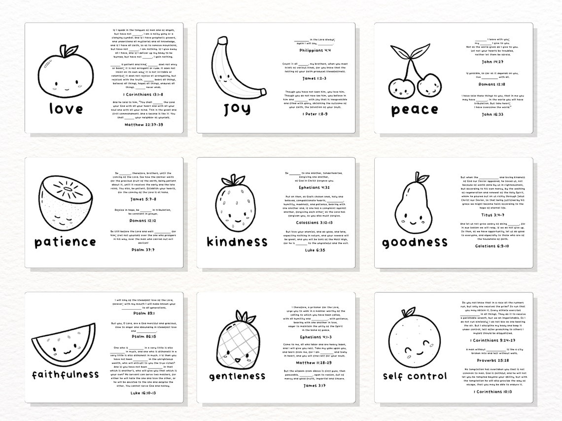 Fruit of the Spirit Activity Fill in the Blanks Coloring for Sunday ...