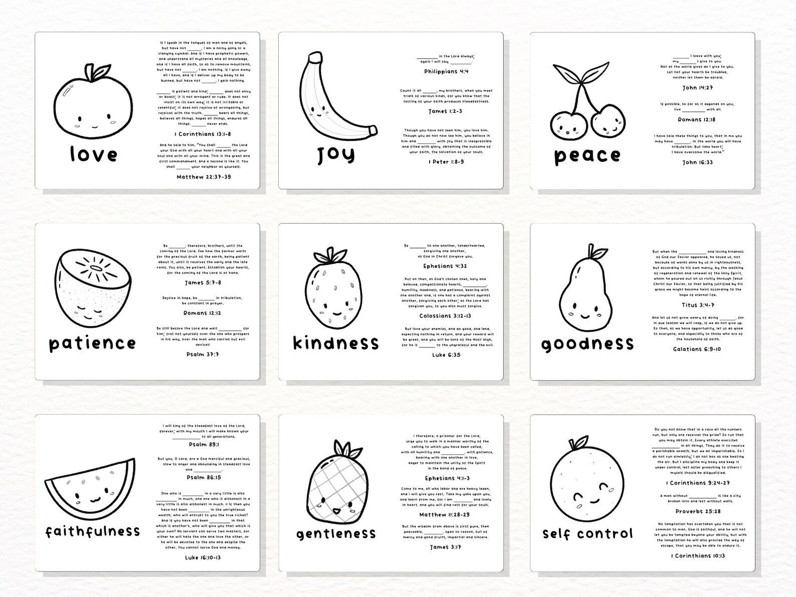 Fruit of the Spirit Activity Fill in the Blanks Sunday School ...