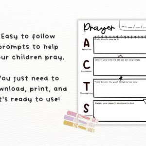 Prayer Printable for Children | ACTS Kids Prayer Template | Sunday ...