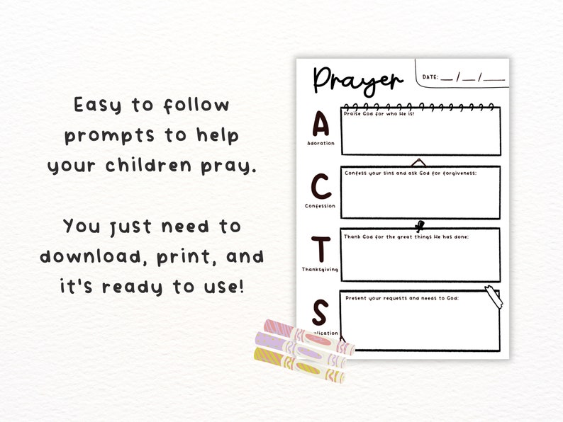 Prayer Printable for Children | ACTS Kids Prayer Template | Sunday ...
