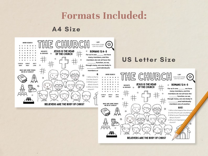 The Church Activity Placemat Printable | Body of Christ Children Bible ...