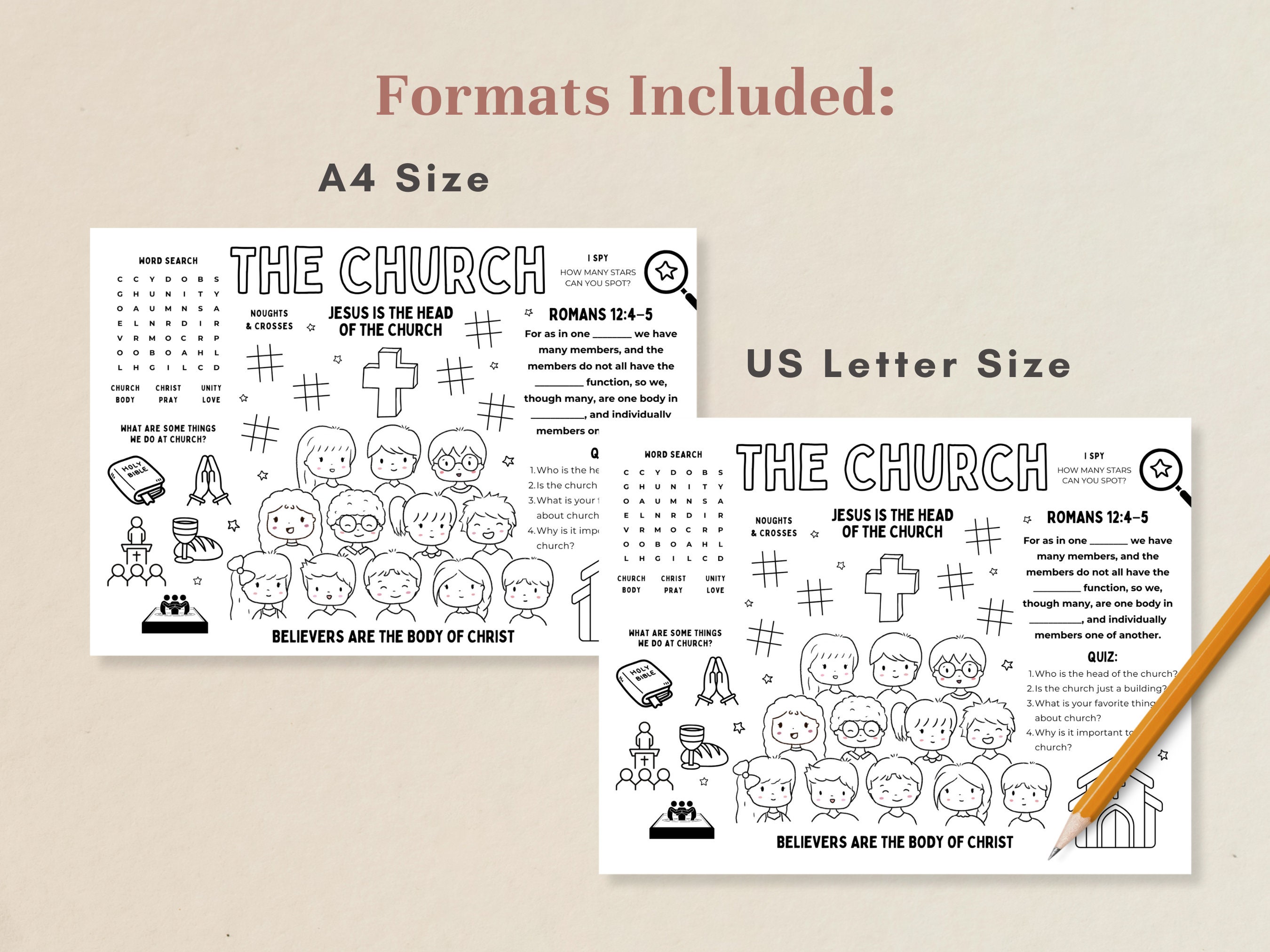 The Church Activity Placemat Printable | Body of Christ Children Bible ...