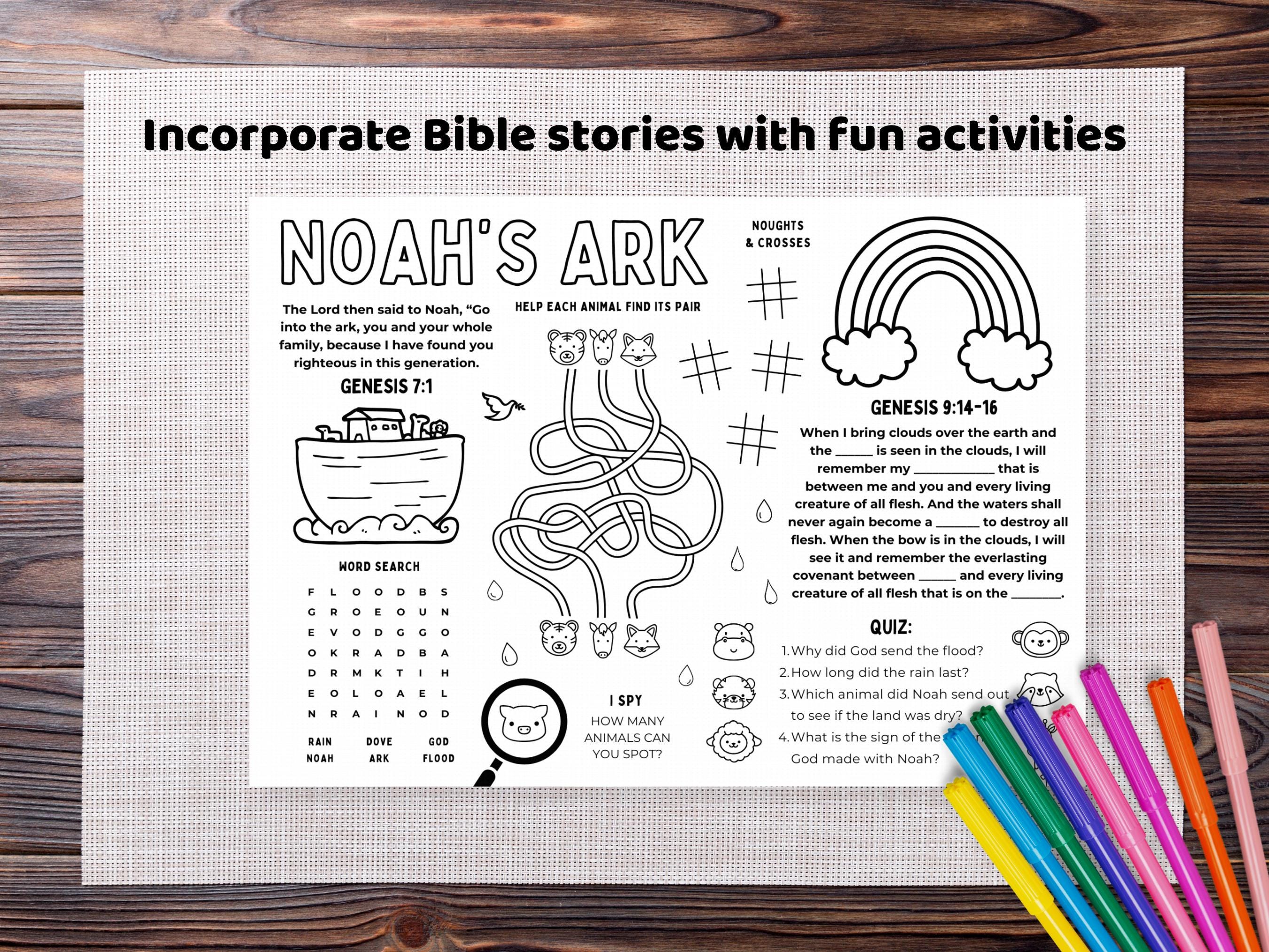 Kids Bible Activity Placemat Bundle Printables | Children Bible ...