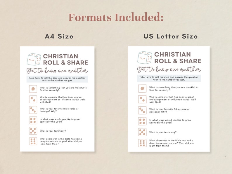 Christian Roll & Share Game Printable | Church Bible Roll and Tell ...