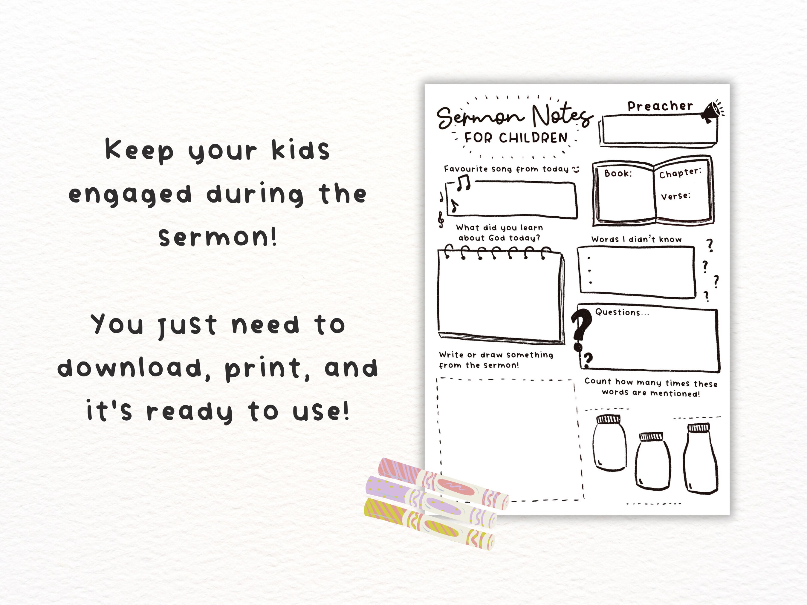 Sermon Notes for Children Kids Elementary School Youth | Christian ...
