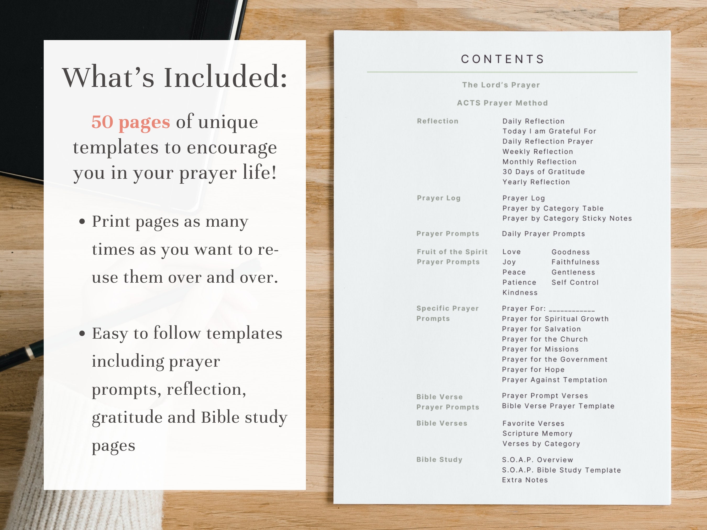 Prayer Journal Printable PDF, Gratitude Journal, Daily Prayer Journal ...