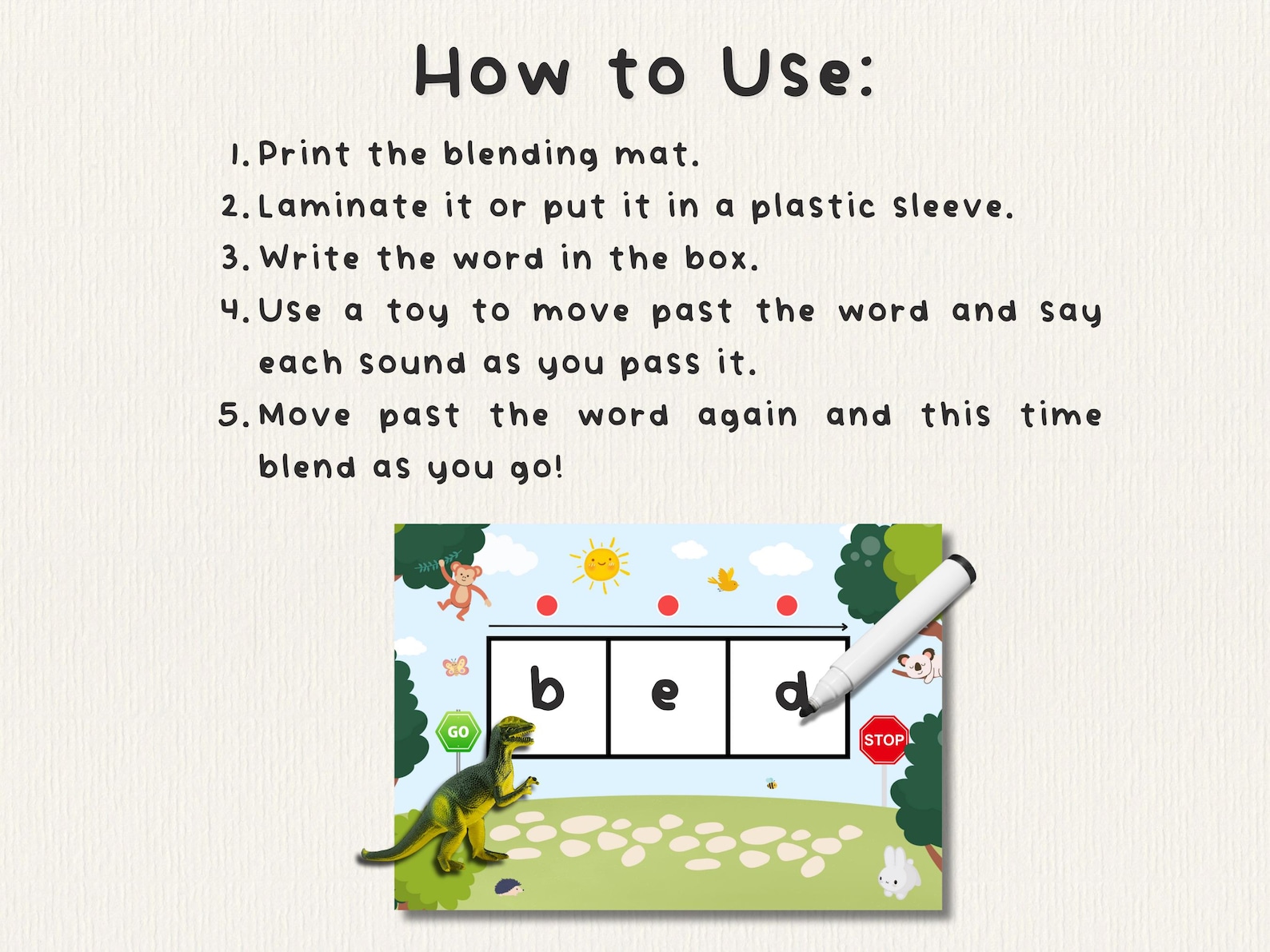 CVC Words Car Toy Blending Mat Printable | Fun Phonics Reading, Word ...