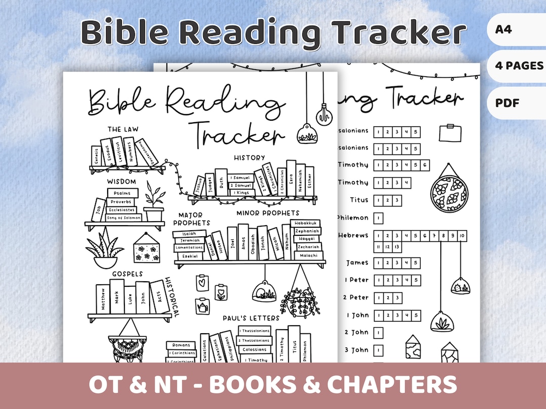 Bible Reading Tracker With Books of the Bible, Old Testament, New ...