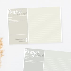 Prayer Request & Praise Report Card Printable Pdfs | Church Handouts ...
