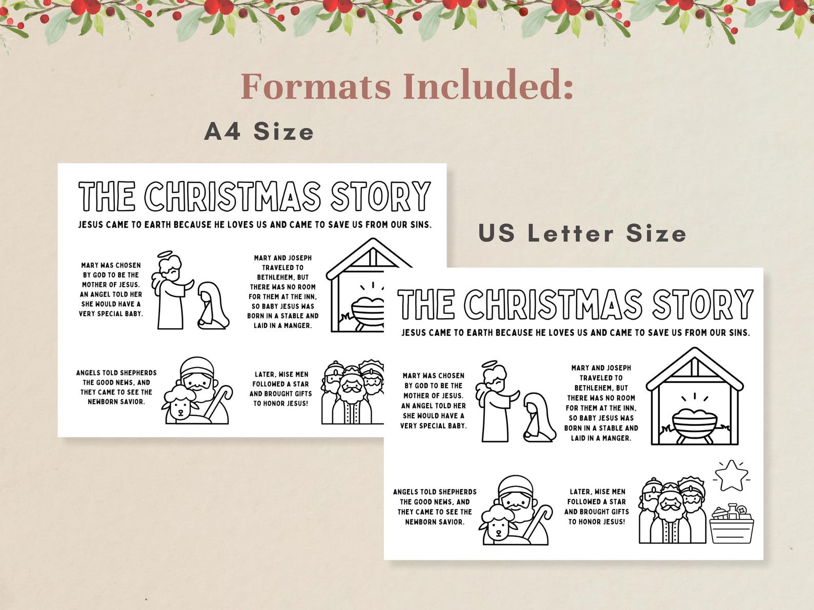 Christian Christmas Story Coloring Page Printable | Kids Nativity ...