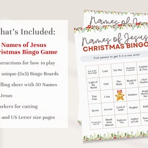 Names of Jesus Christmas Bingo Game Printable | Advent Christian ...