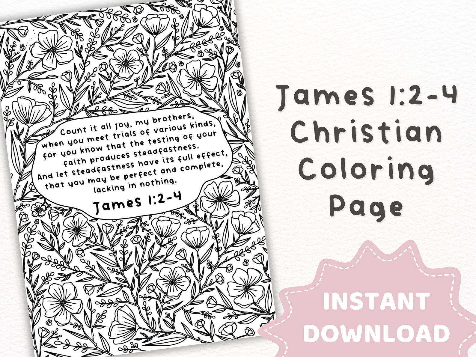 Scripture Coloring Page Christian Bible Verse Coloring Floral - Etsy