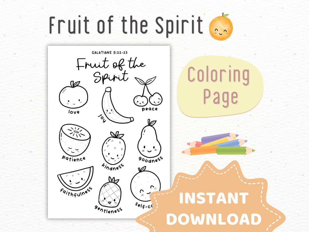 Fruit of the Spirit Coloring Page Printable for Sunday School ...
