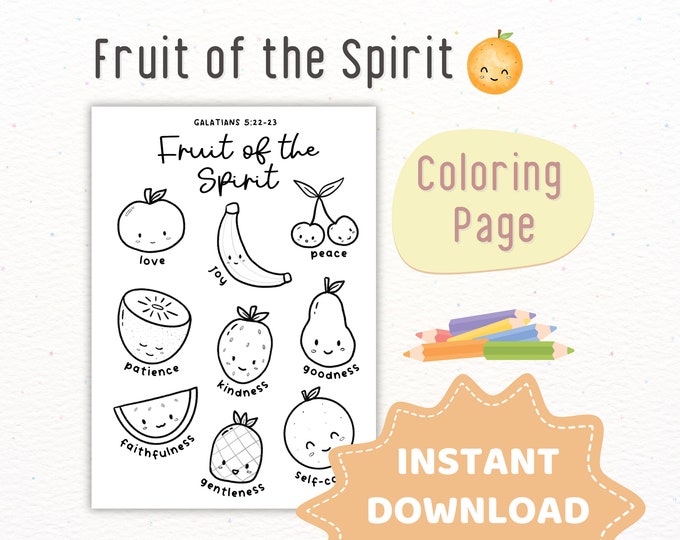Fruit of the Spirit Printable Coloring Pages, Sunday School, Kids ...