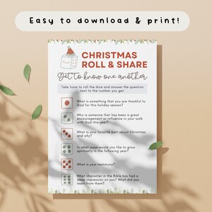 Christmas Christian Dice Roll & Share Game Printable | Church Get to ...