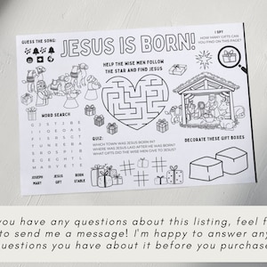 Christmas Christian Activity Placemat Printable | Jesus Nativity ...