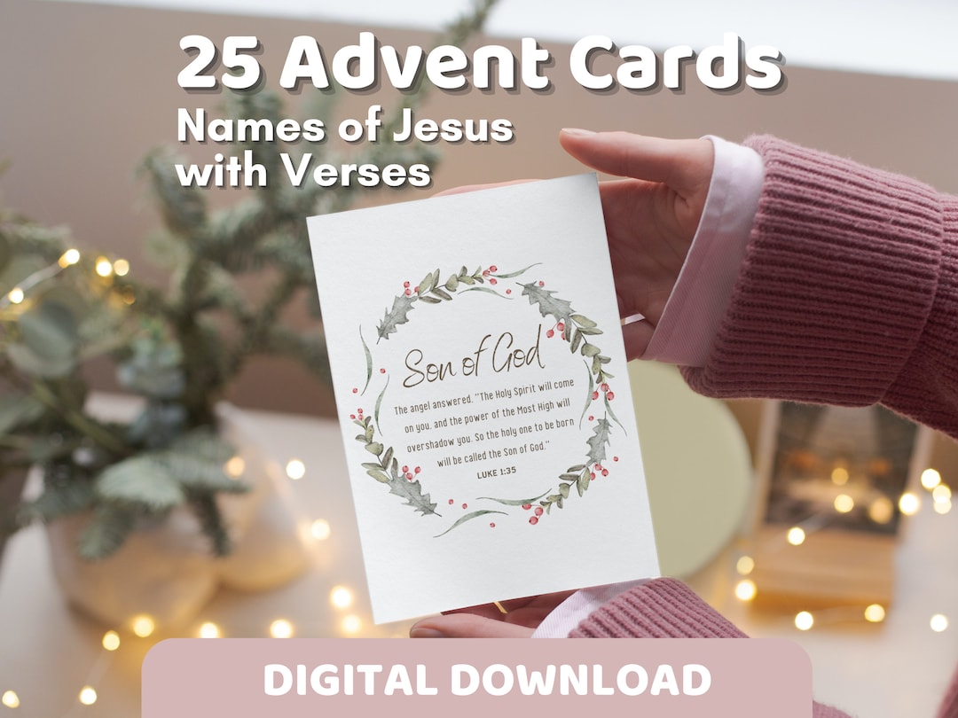 25 Advent Calendar Cards With Names of Jesus & Bible Verses Printable ...