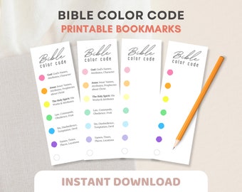 Bible Color Code Bookmark Bible Bookmarks Bible Highlighting Guide ...