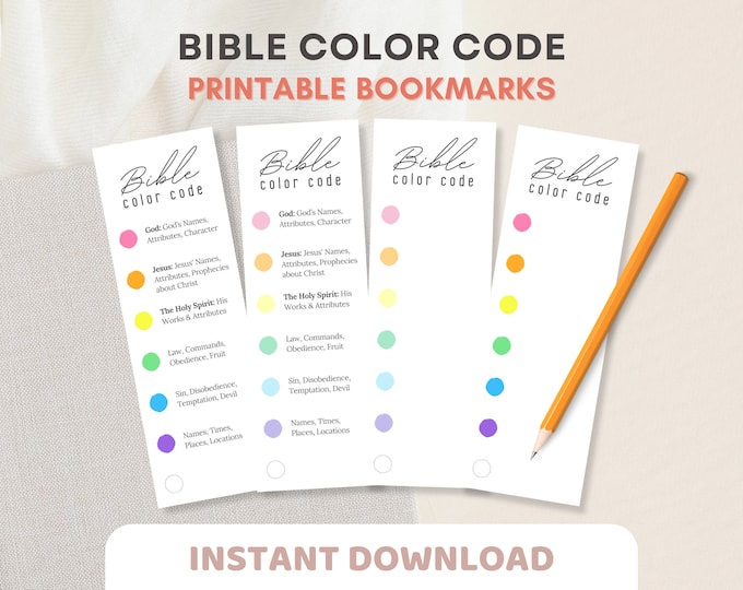 Bible Color Code Bookmark Bible Bookmarks Bible Highlighting Guide ...