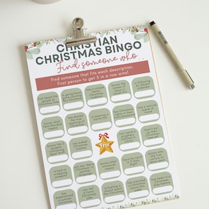 Christmas Church Bingo Game Printable | Find Someone Who | Christian ...