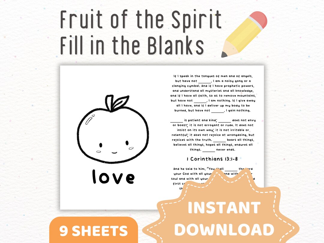 Fruit of the Spirit Activity Fill in the Blanks | Sunday School ...