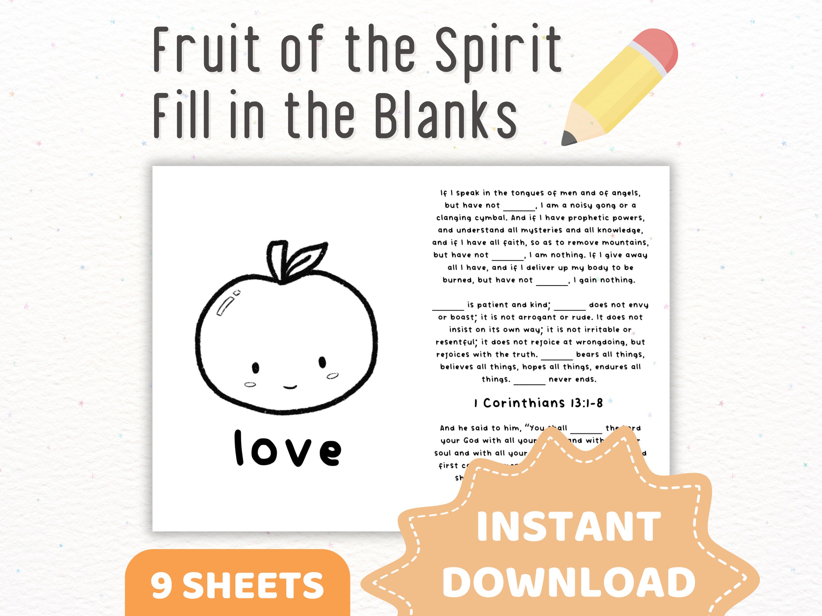 Fruit of the Spirit Activity Fill in the Blanks Sunday School ...