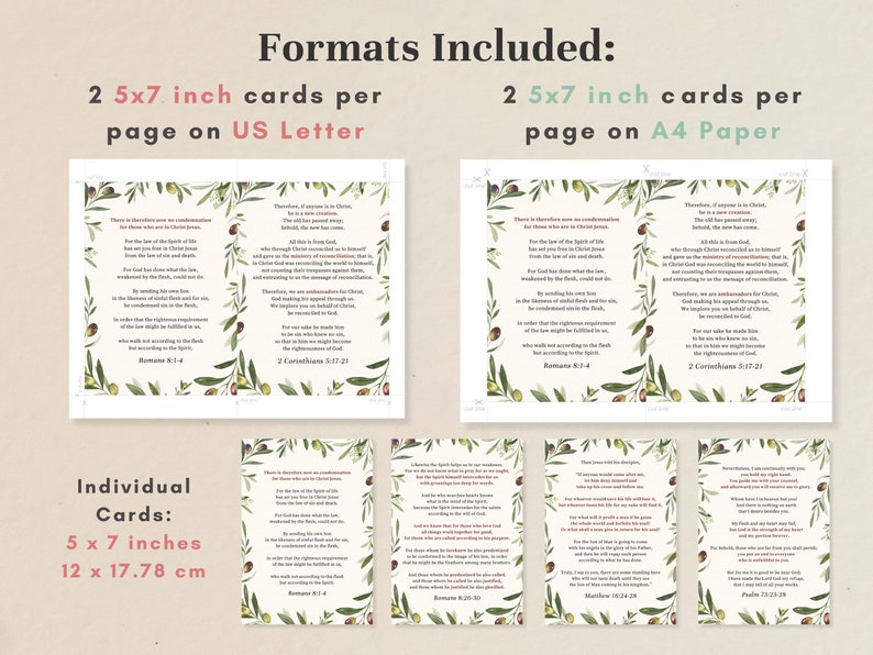 10 ESV Bible Verse Cards Printable | Olive Watercolor Scripture Memory ...