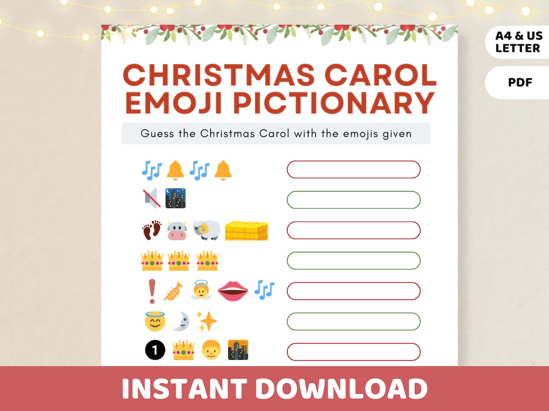 Christmas Carols Emoji Pictionary Game Printable PDF | Christian Party ...