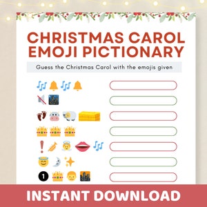 Christmas Carols Emoji Pictionary Game Printable PDF | Christian Party ...