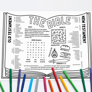 Books of the Bible Coloring Placemat Printable | Sunday School ...