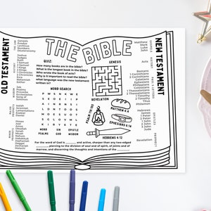 Books of the Bible Coloring Placemat Printable | Sunday School ...
