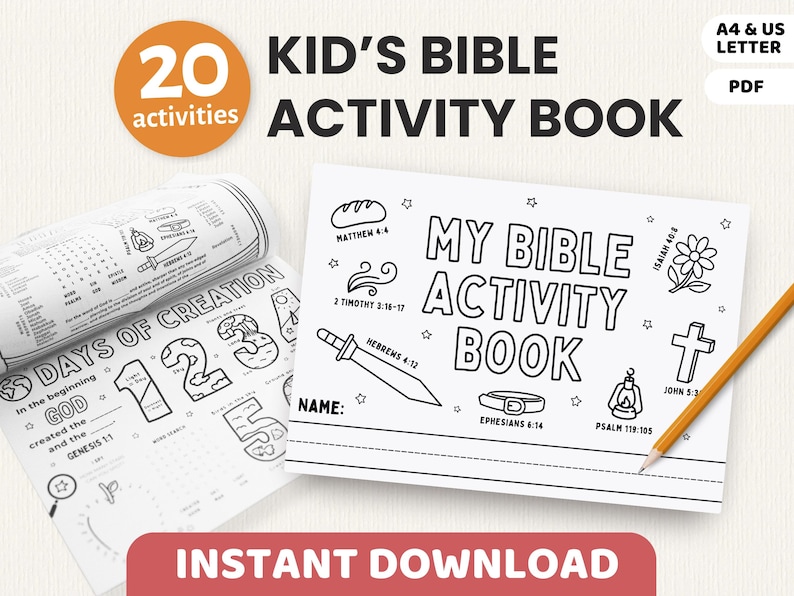 Kids Bible Activity Coloring Book Printable Bible Game Worksheets