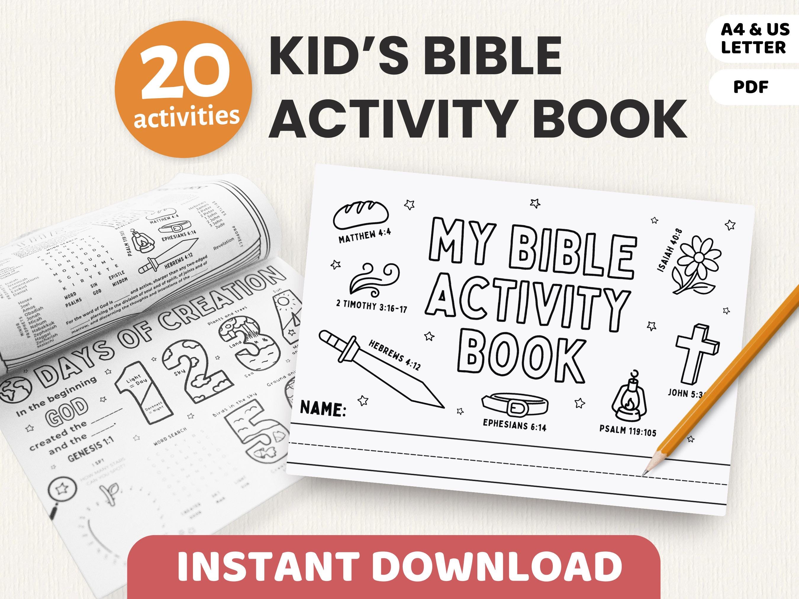 Kids Bible Activity & Coloring Book Printable | Bible Game Worksheets ...