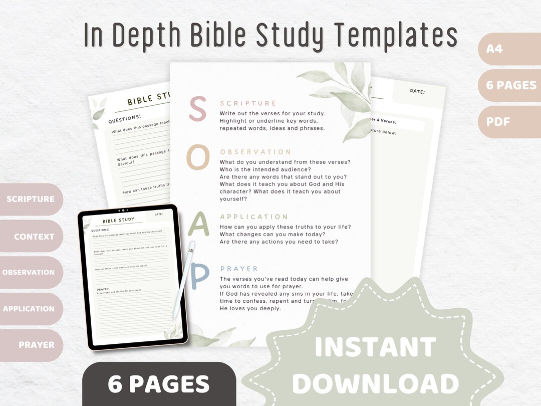 In Depth Bible Study Resource With Questions Printable Template ...