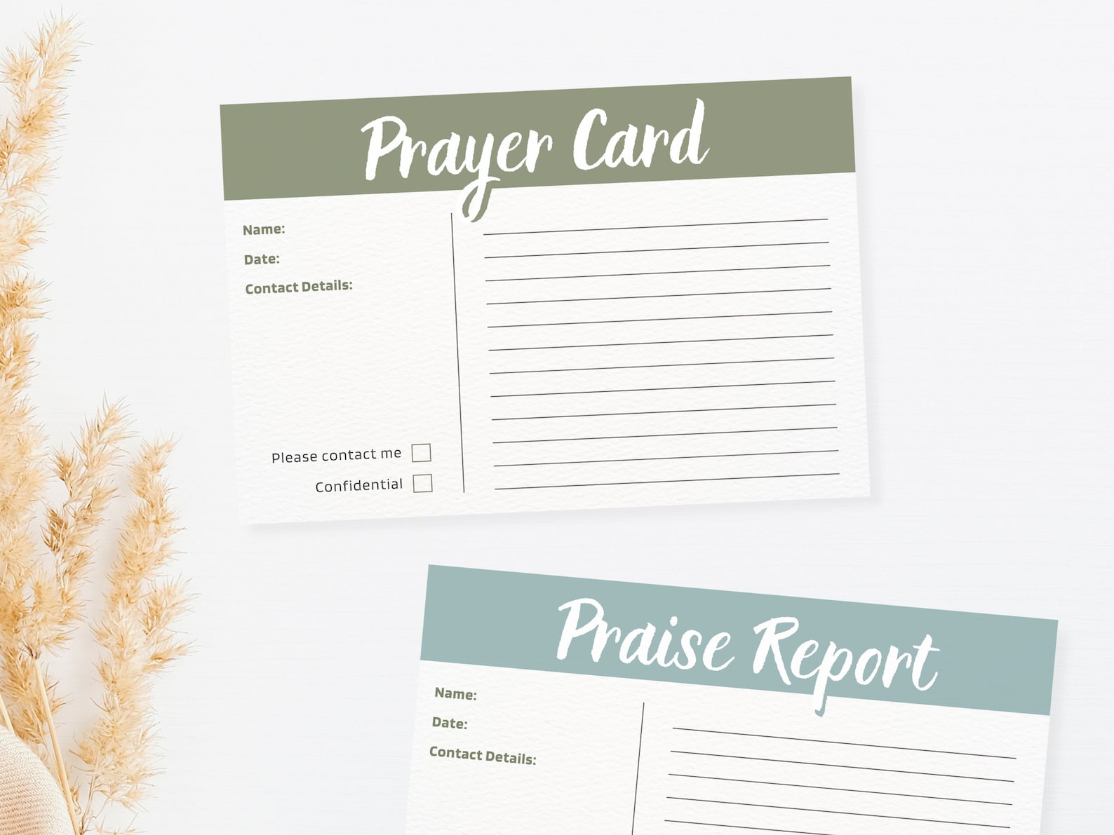 Prayer Request & Praise Report Cards Printable | Church Small Group ...